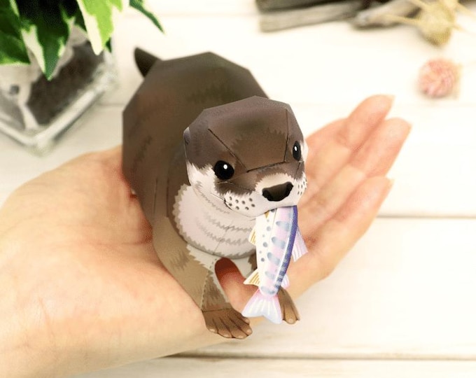Otter Paper Craft, Digital Template, Origami, PDF Download DIY, Low ...