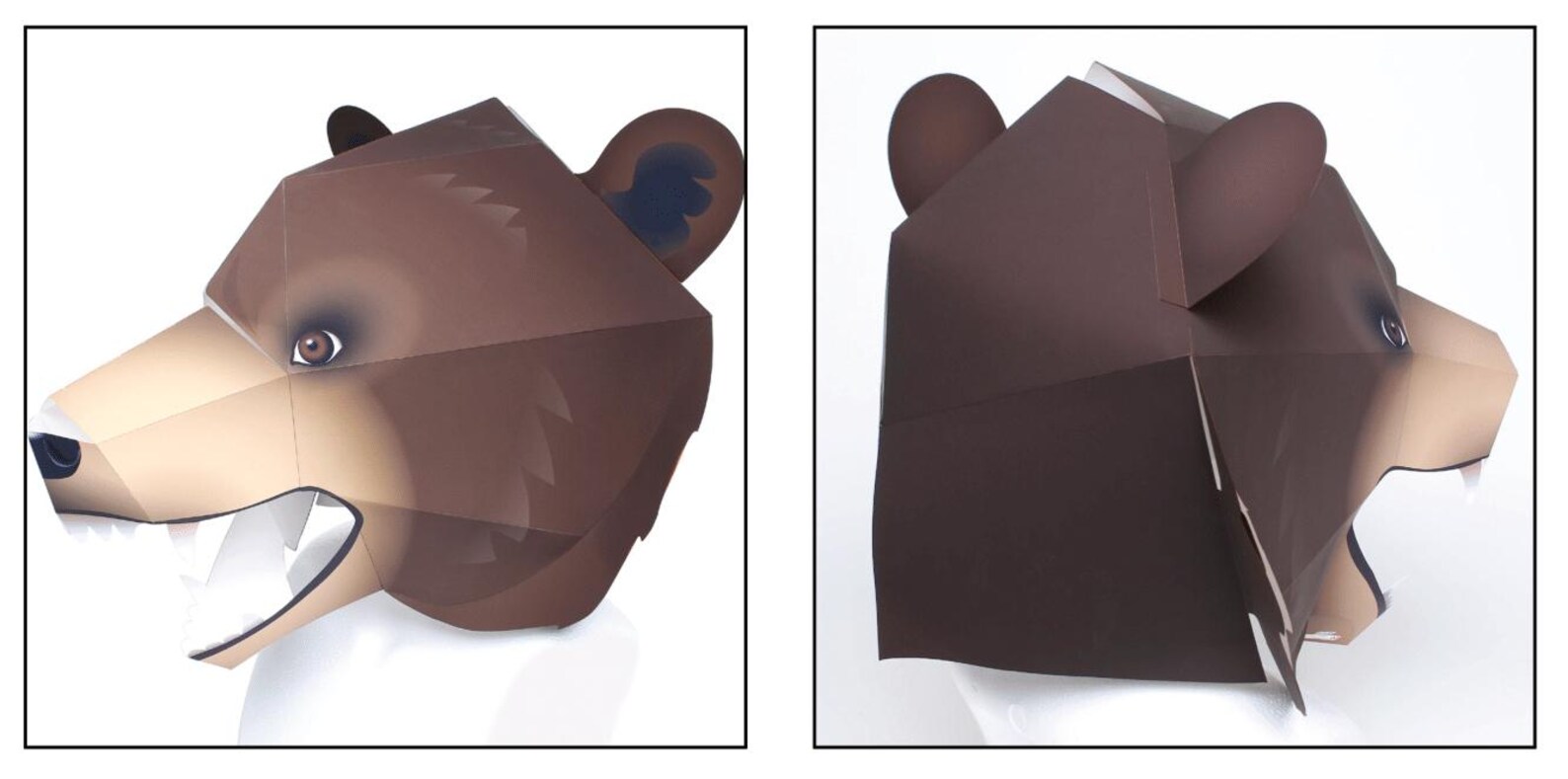 Bear Head – 3D Papercraft Model, Downloadable DIY Template, Printable ...