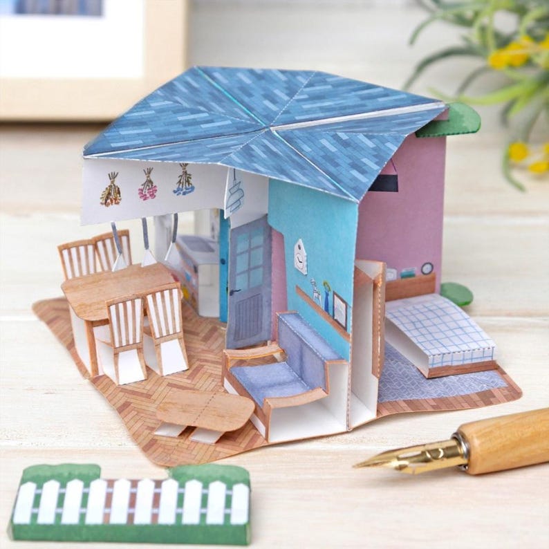 Miniature Book, Scandinavian House, Papercraft, Template Kit, Miniature ...