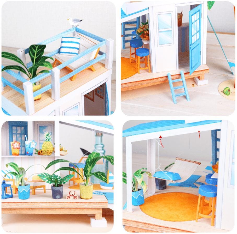 Summer Vacation Miniature House Papercraft for Kid Template Kit ...
