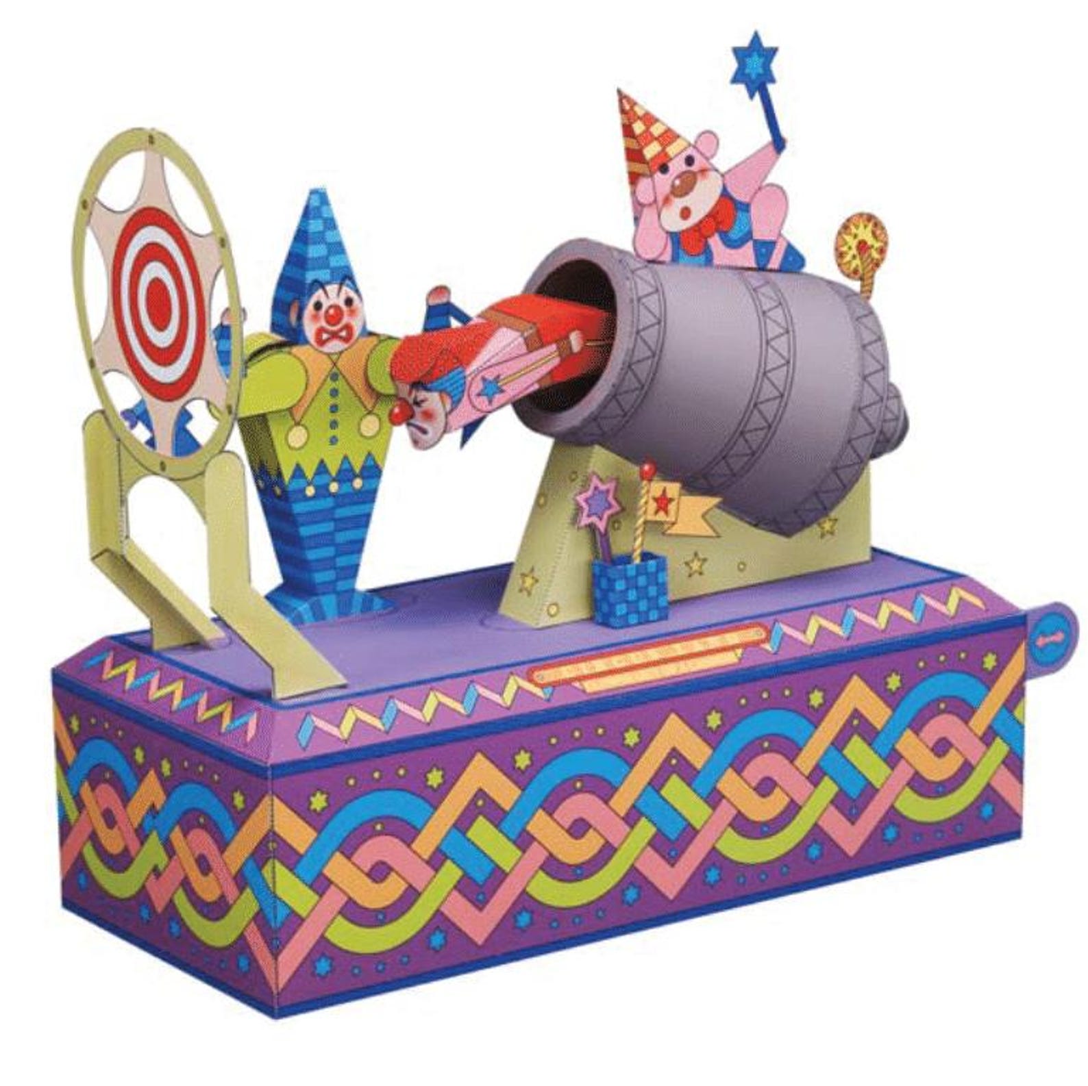 Papercraft Clown Cannon Circus, Acrobatics Papercraft, Template Kit ...