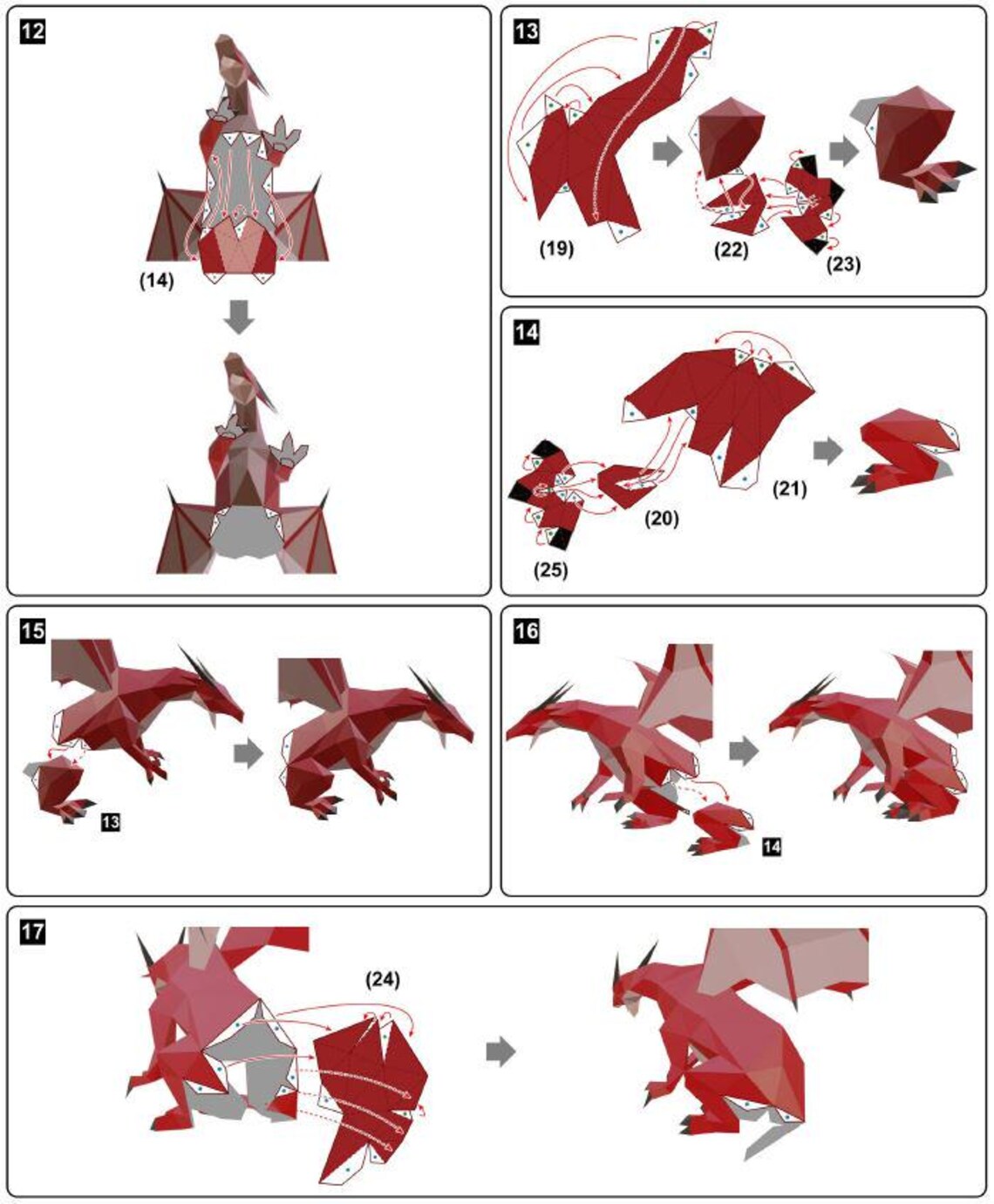 3D Polygon Silver Dragon, DIY Paper Model Sculpture, Papercraft, Paper ...