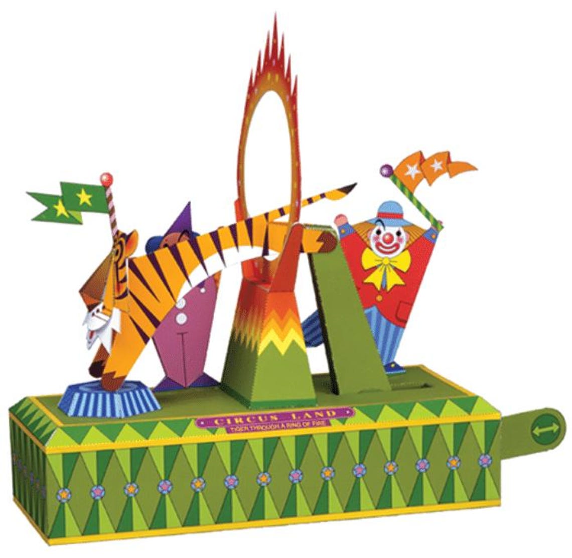Papercraft Tiger Jumping a Ring of Fire Circus, Acrobatics Papercraft ...