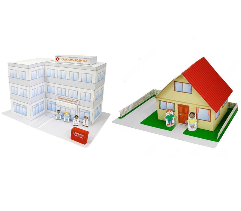 Papercraft House Hospital DIY Papercraft for Kid Template Kit - Etsy