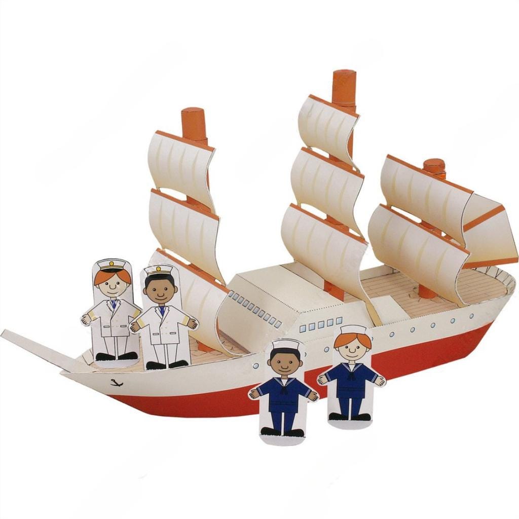 Papercraft, Port, Sailing Ship, DIY Papercraft for Kid Template Kit - Etsy