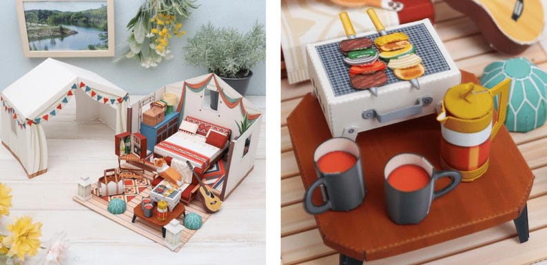 Glamping Papercraft for Kid Template Kit Miniature, DIY, Printable ...