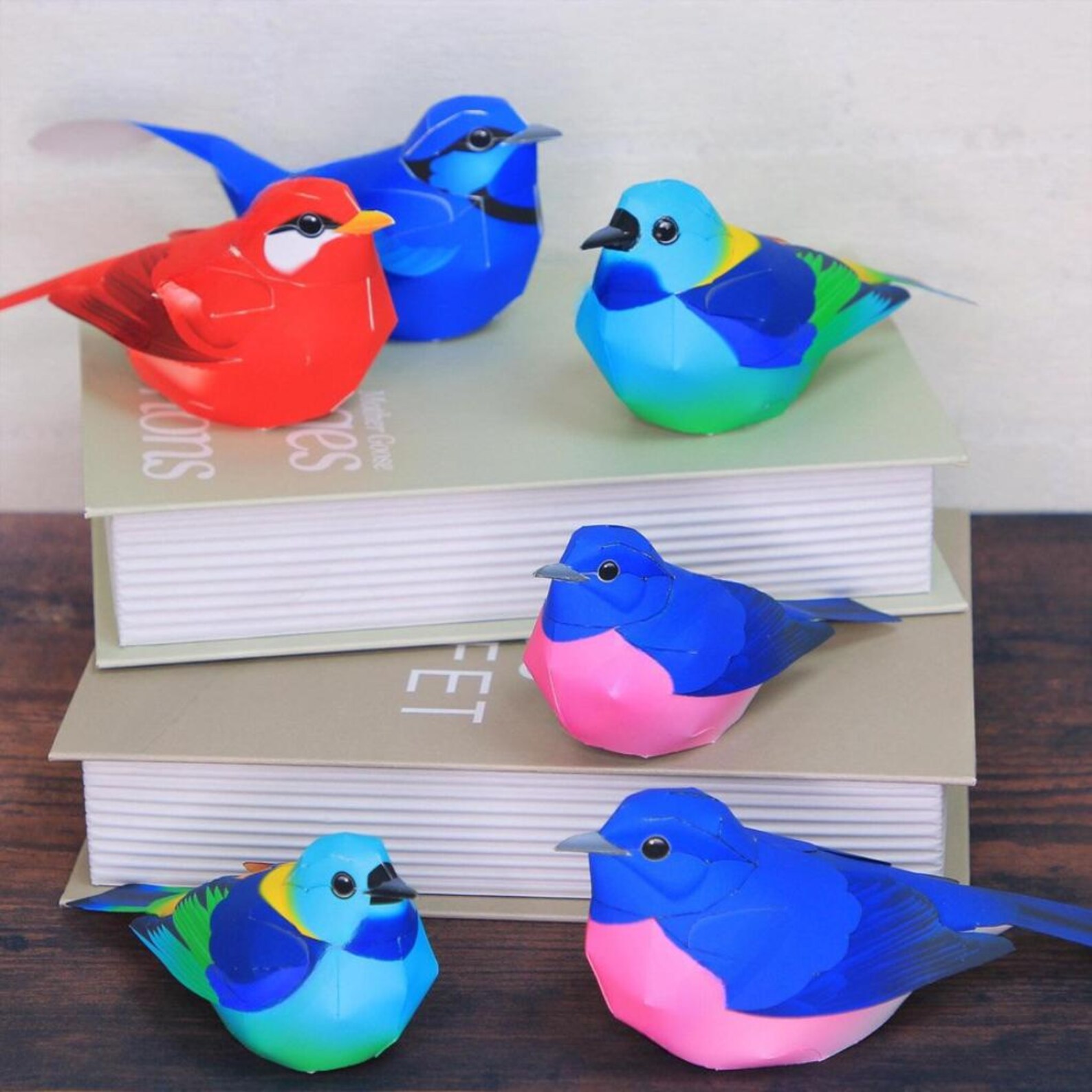 5 Colorful Birds, Bird, Paper Model, Papercraft, Papercraft Template ...