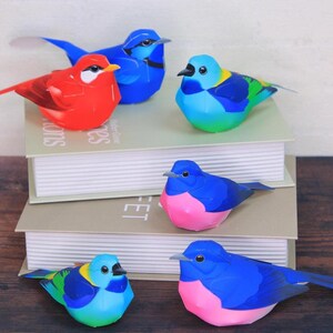 5 Colorful Birds, Bird, Paper Model, Papercraft, Papercraft Template ...