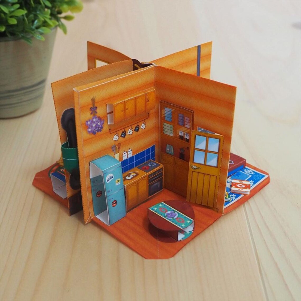 Miniature Book, Log House, Papercraft, Template Kit, Miniature ...