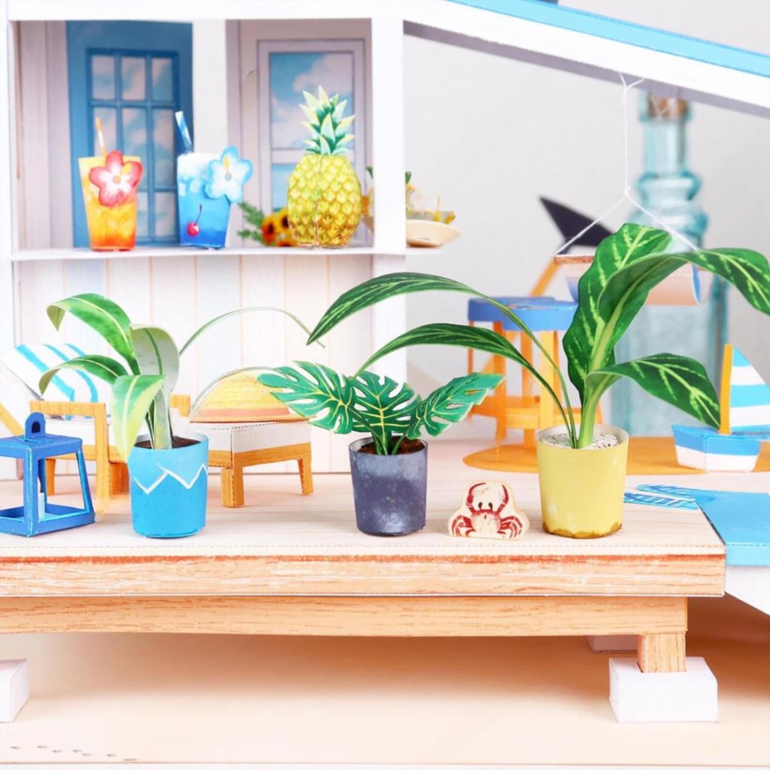 Summer Vacation Miniature House Papercraft for Kid Template Kit ...