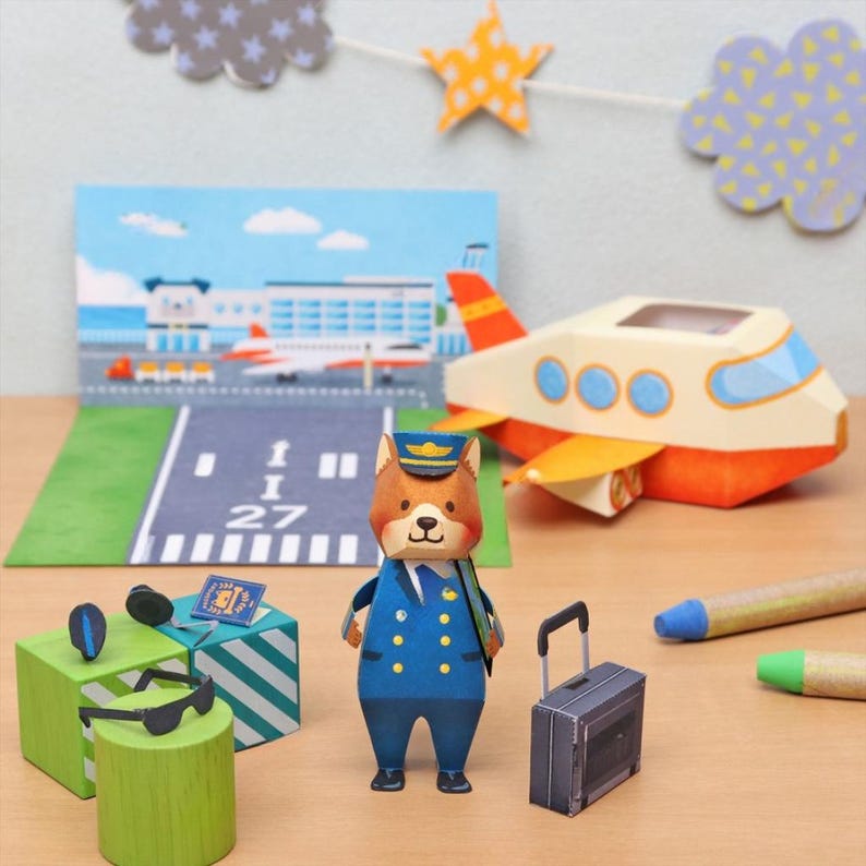 The Captain Dog Papercraft for Kid Template Kit Miniature, Pdf ...