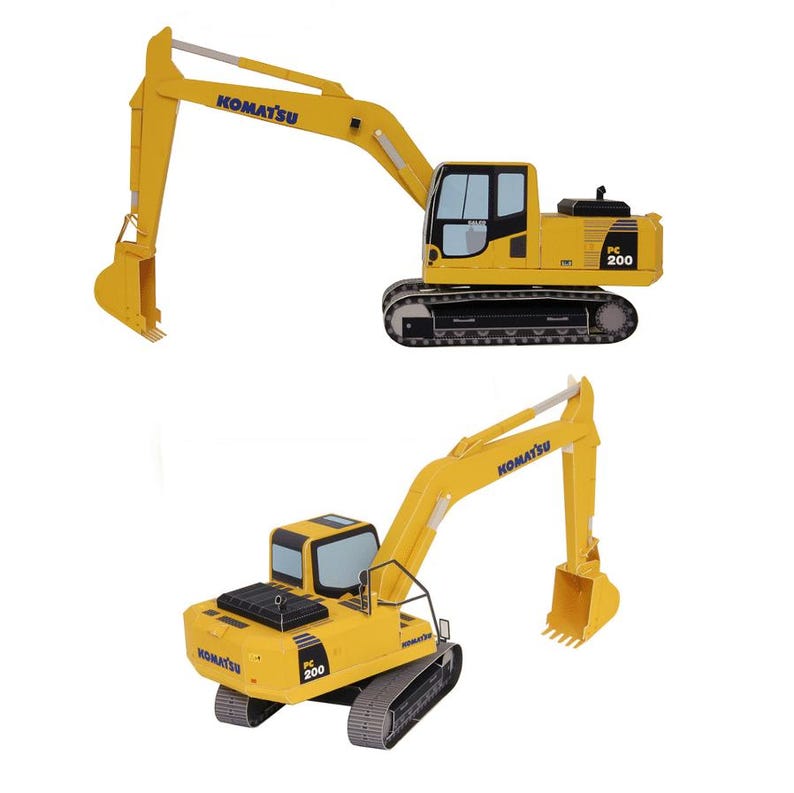 Excavator Papercraft, Hydraulic Excavator, Komatsu PC200, Construction ...