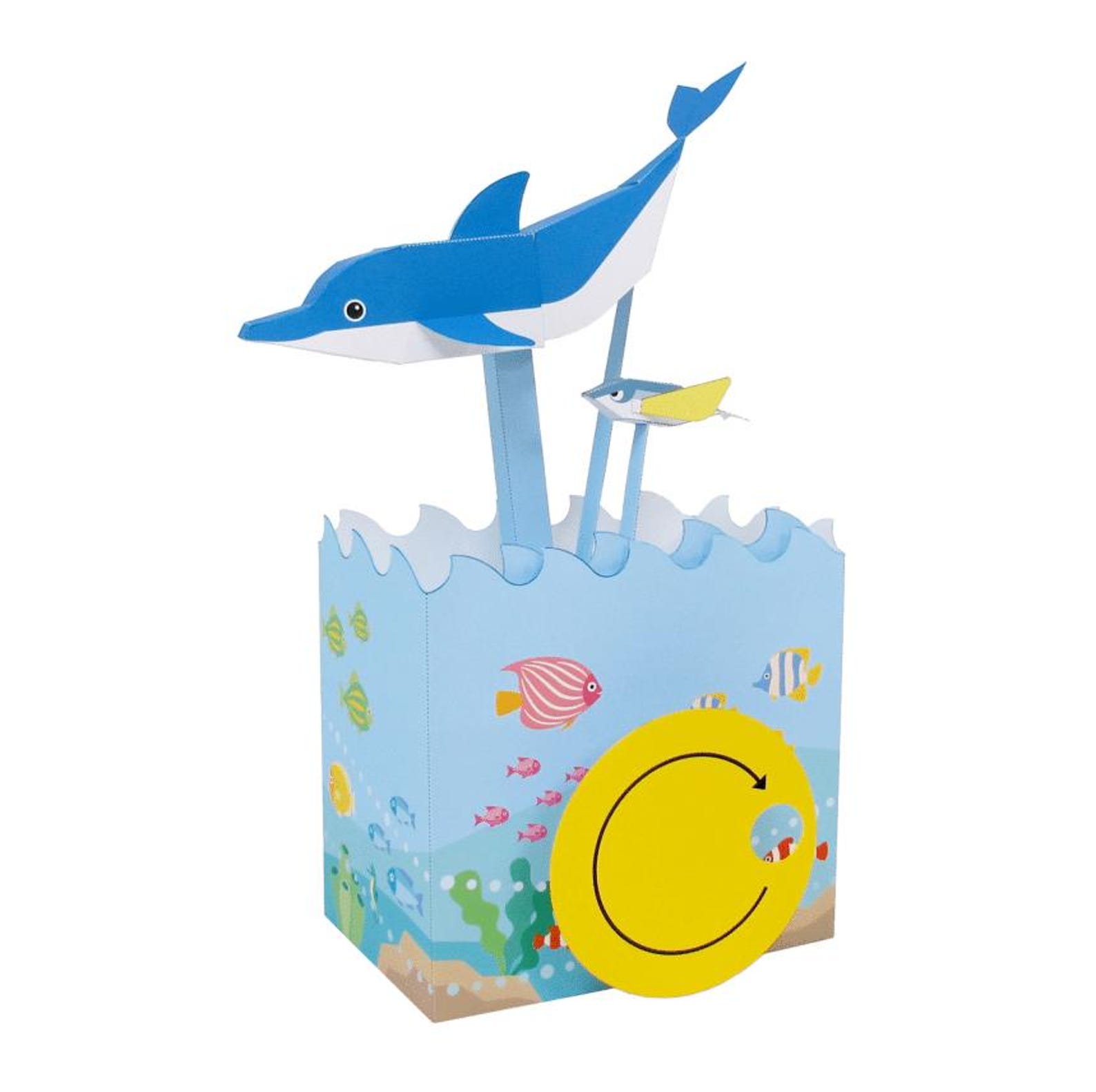 Papercraft Dolphin DIY Papercraft for Kid Template Kit, Moving Toy ...