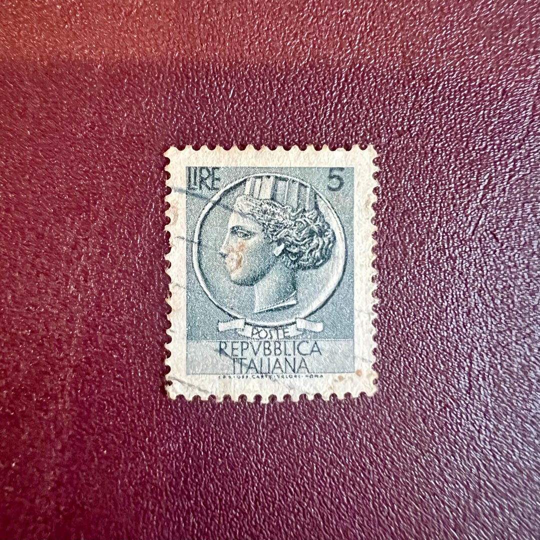 Rare Repvbblica Italiana 5 Lire, Italian Stamp, Italy, Coin of Syracuse ...