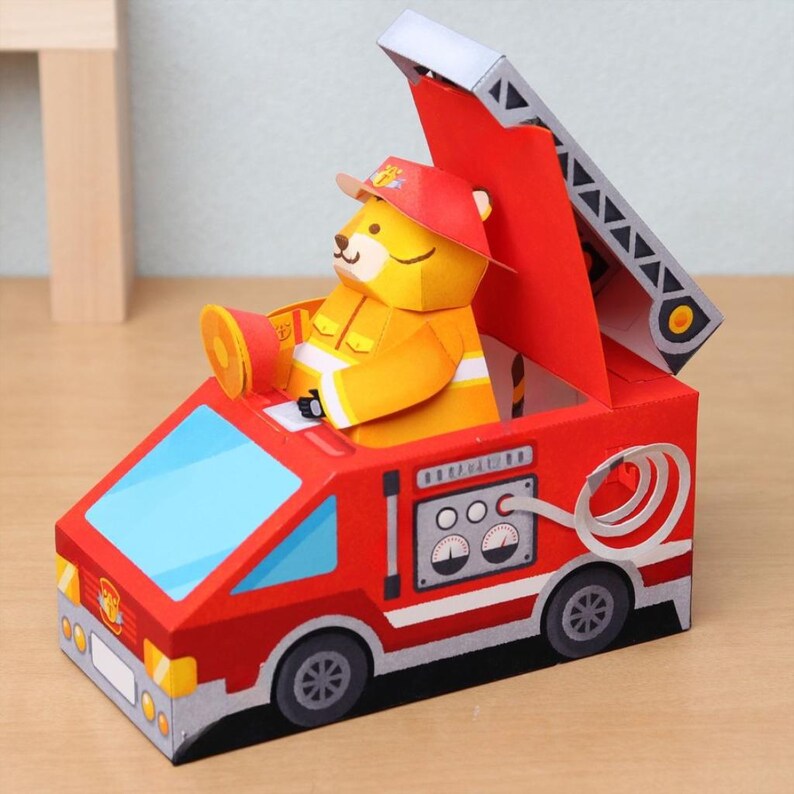 The Firefighter Tiger Papercraft for Kid Template Kit Miniature - Etsy