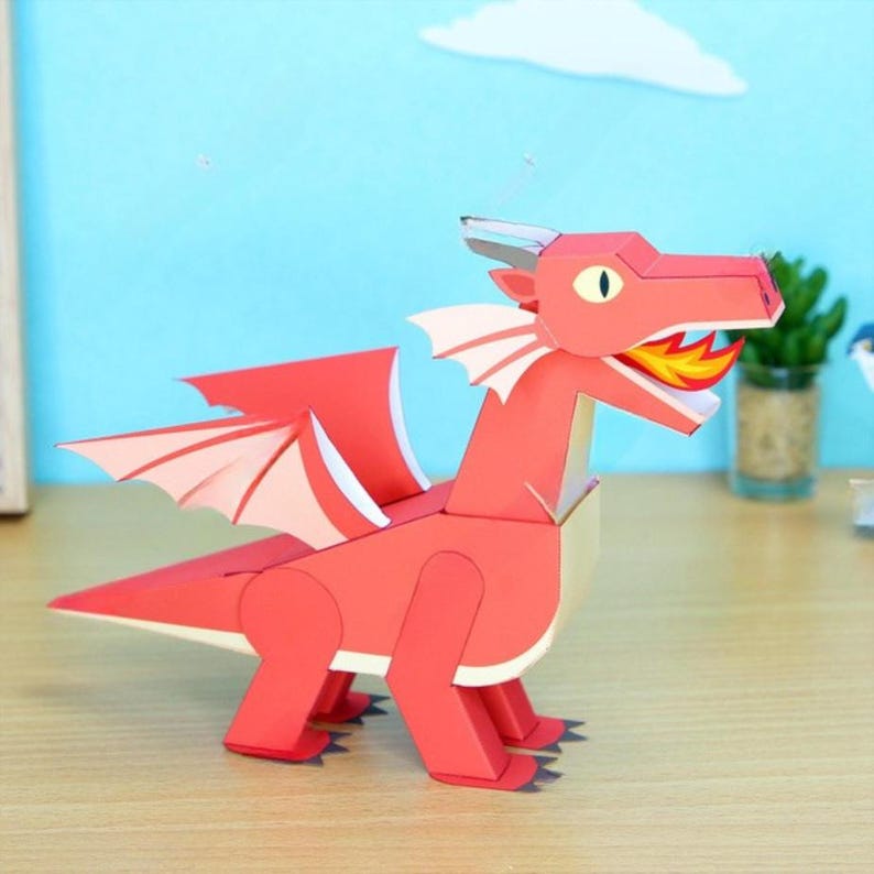 Papercraft Dragon DIY Papercraft for Kid Template Kit - Etsy