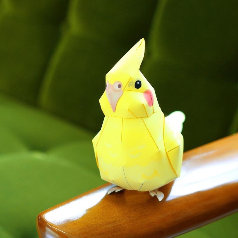 Lutino Cockatiel Papercraft, Bird, Paper Model, Papercraft Template Kit ...
