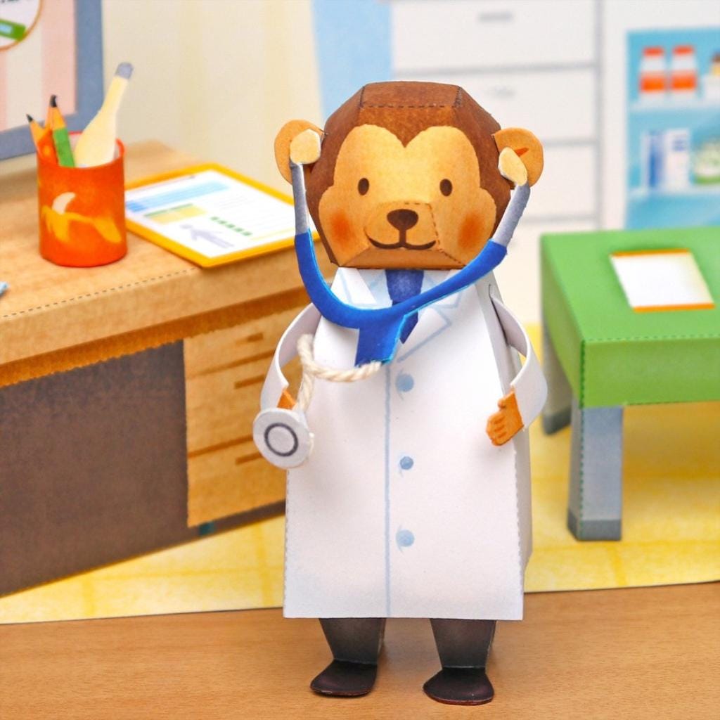 The Physician Monkey Papercraft for Kid Template Kit Miniature, Pdf ...