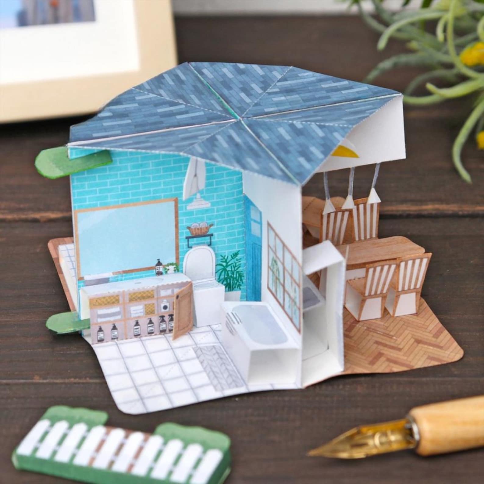 Miniature Book, Scandinavian House, Papercraft, Template Kit, Miniature ...
