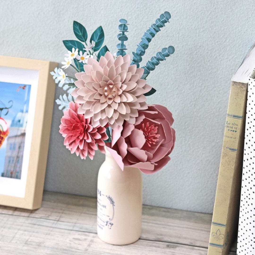 Dahlias Peony Bouquet Papercraft, Ornamental Plant, Plants, DIY Paper ...
