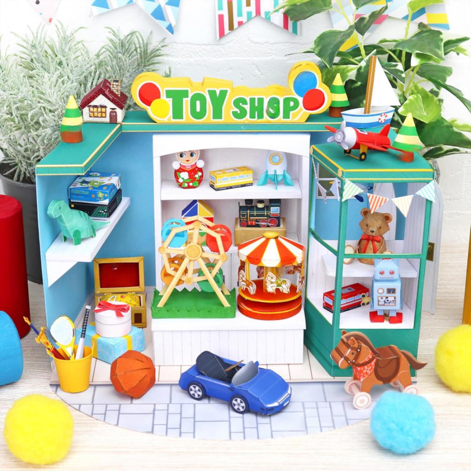 Toy Shop Miniature House Papercraft for Kid Template Kit Miniature ...