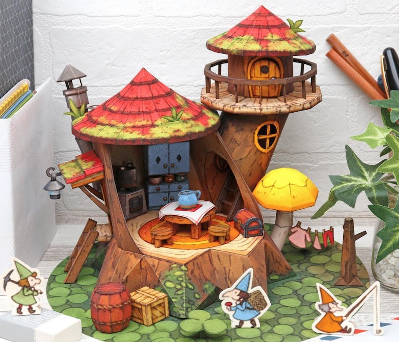 Dwarf House Papercraft for Kid Template Kit Miniature, Printable ...