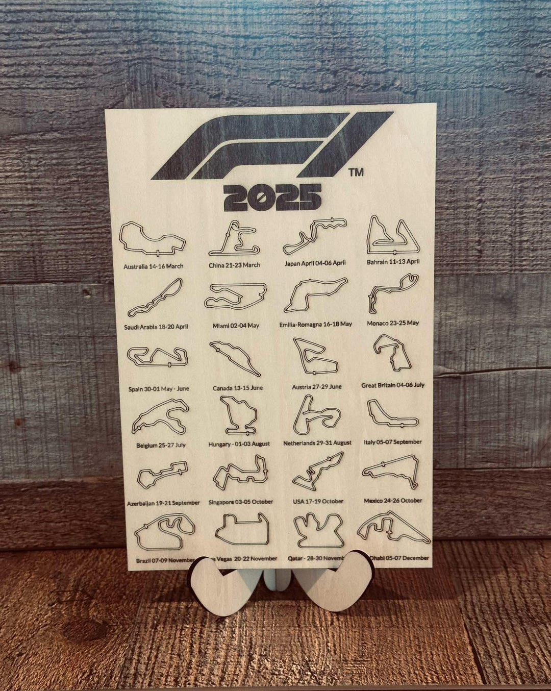 F1 2025 Calendar – Track Outlines, Dates & Countries - Etsy