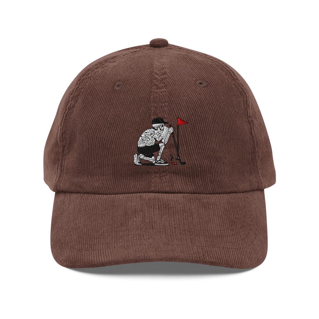 Readin’ Greens & Splittin’ Seams – Skeleton Golfer Corduroy Hat ...