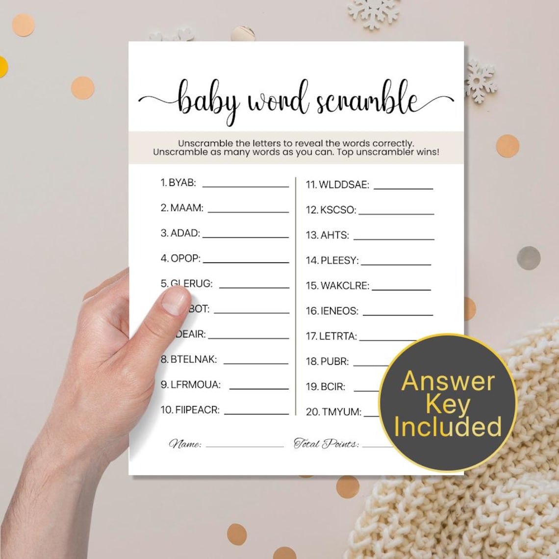 Printable Baby Shower Word Scramble Game Baby Shower Game Word Scramble ...