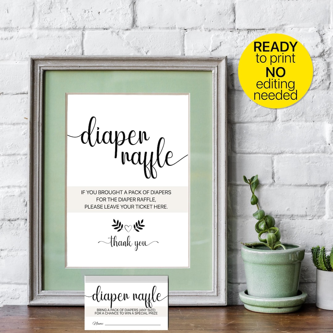 Baby Shower Diaper Sign Printable Diaper Raffleticket Printable Diaper ...