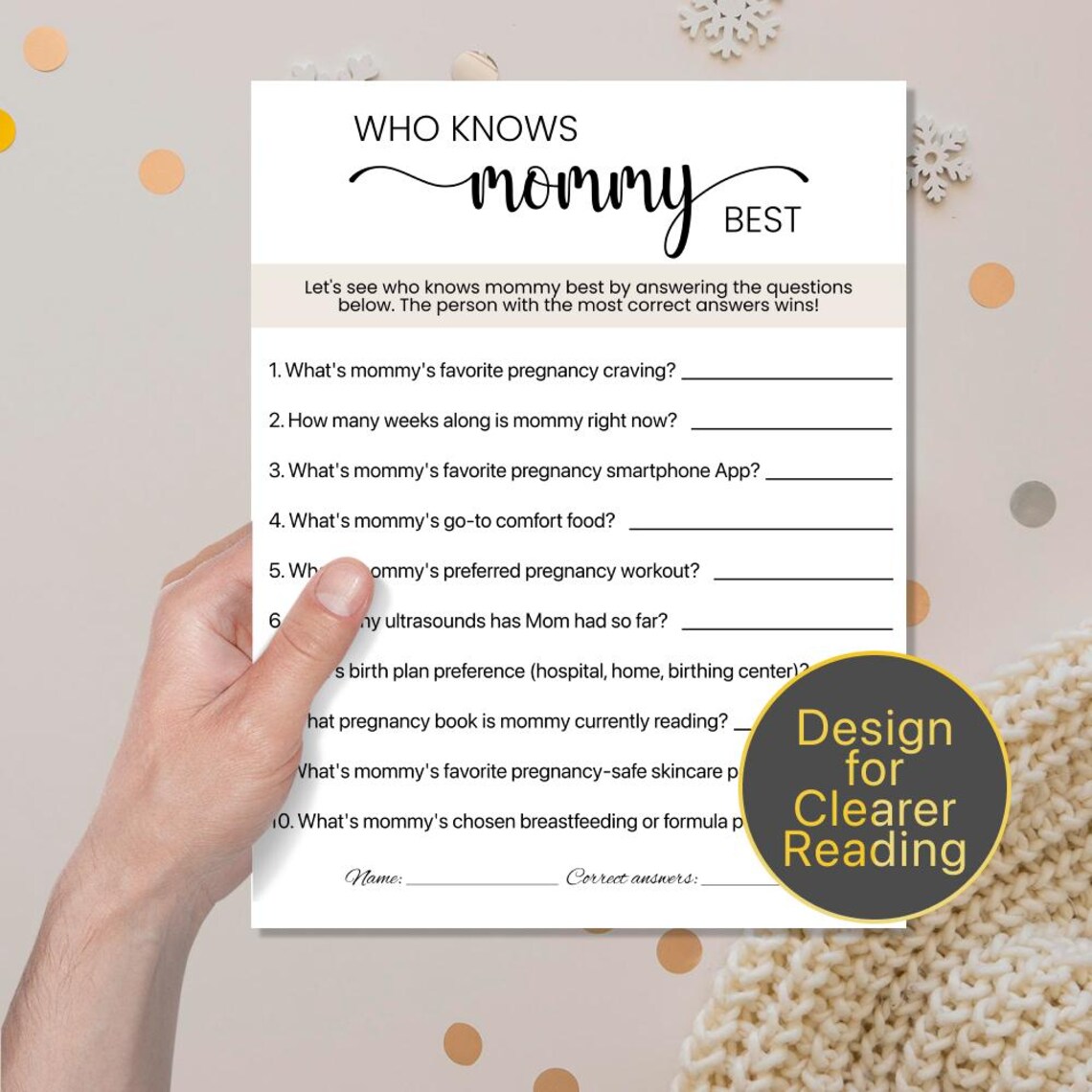 Printable Who Knows Mommy Best Game Baby Shower Who Knows Mommy Best ...