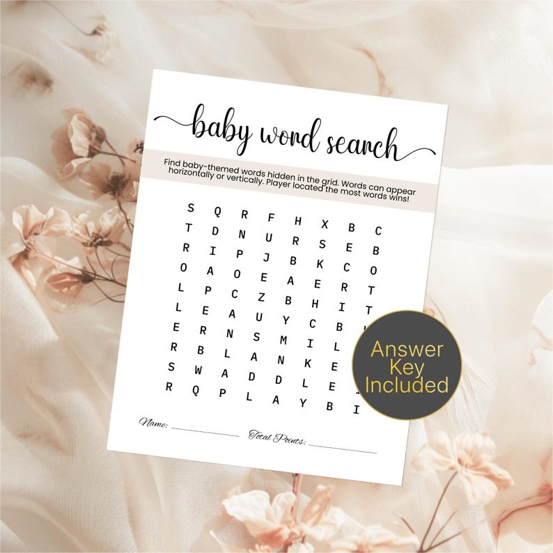 Printable Baby Shower Word Search Game Baby Shower Game Word Search ...