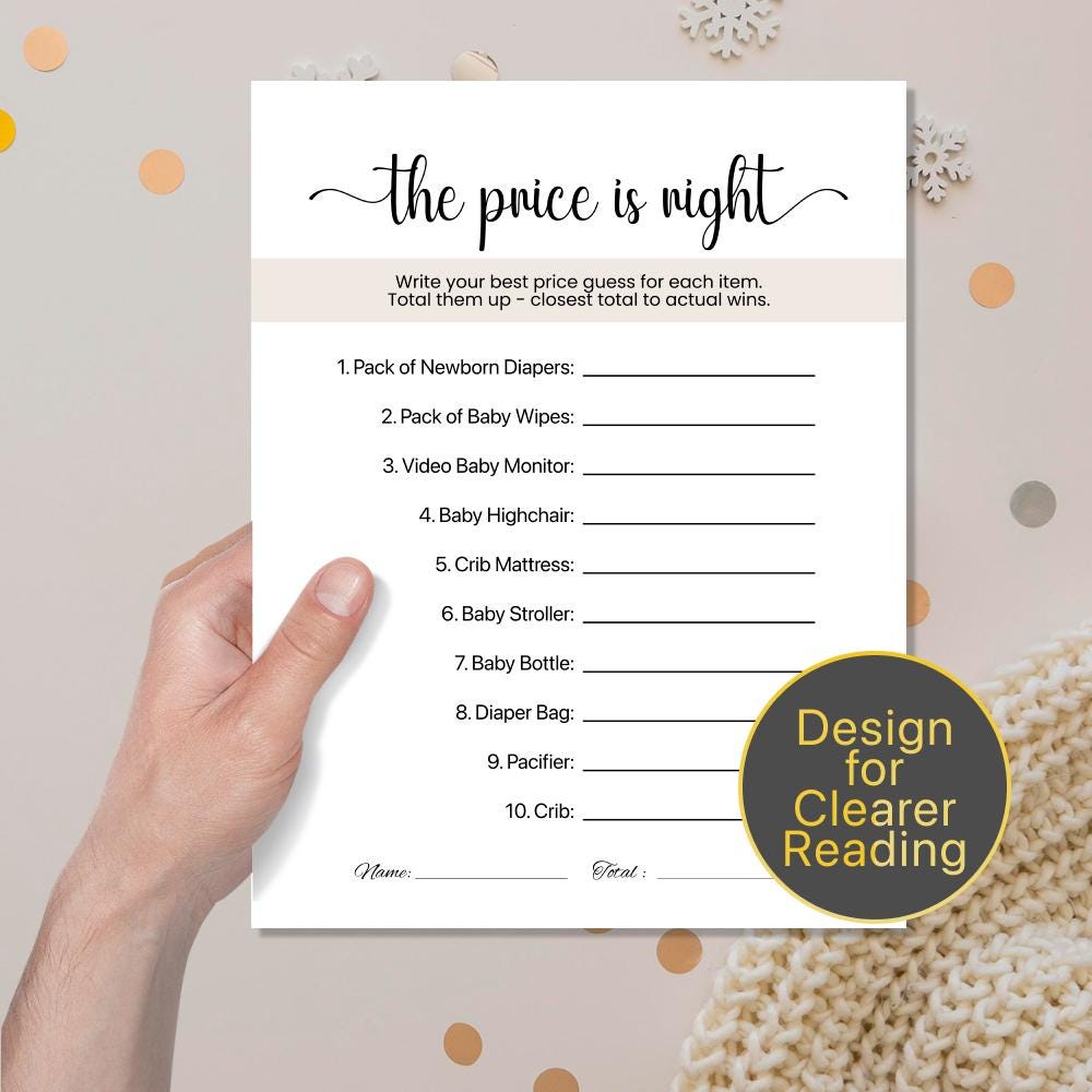 Printable Baby Shower Game Price is Right Baby Shower Price is Right ...