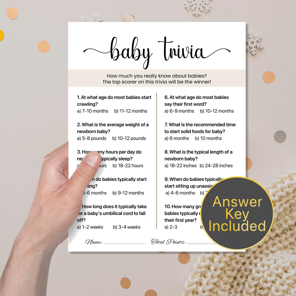 Baby Shower Trivia Game Printable Baby Trivia Shower Game Baby Trivia ...