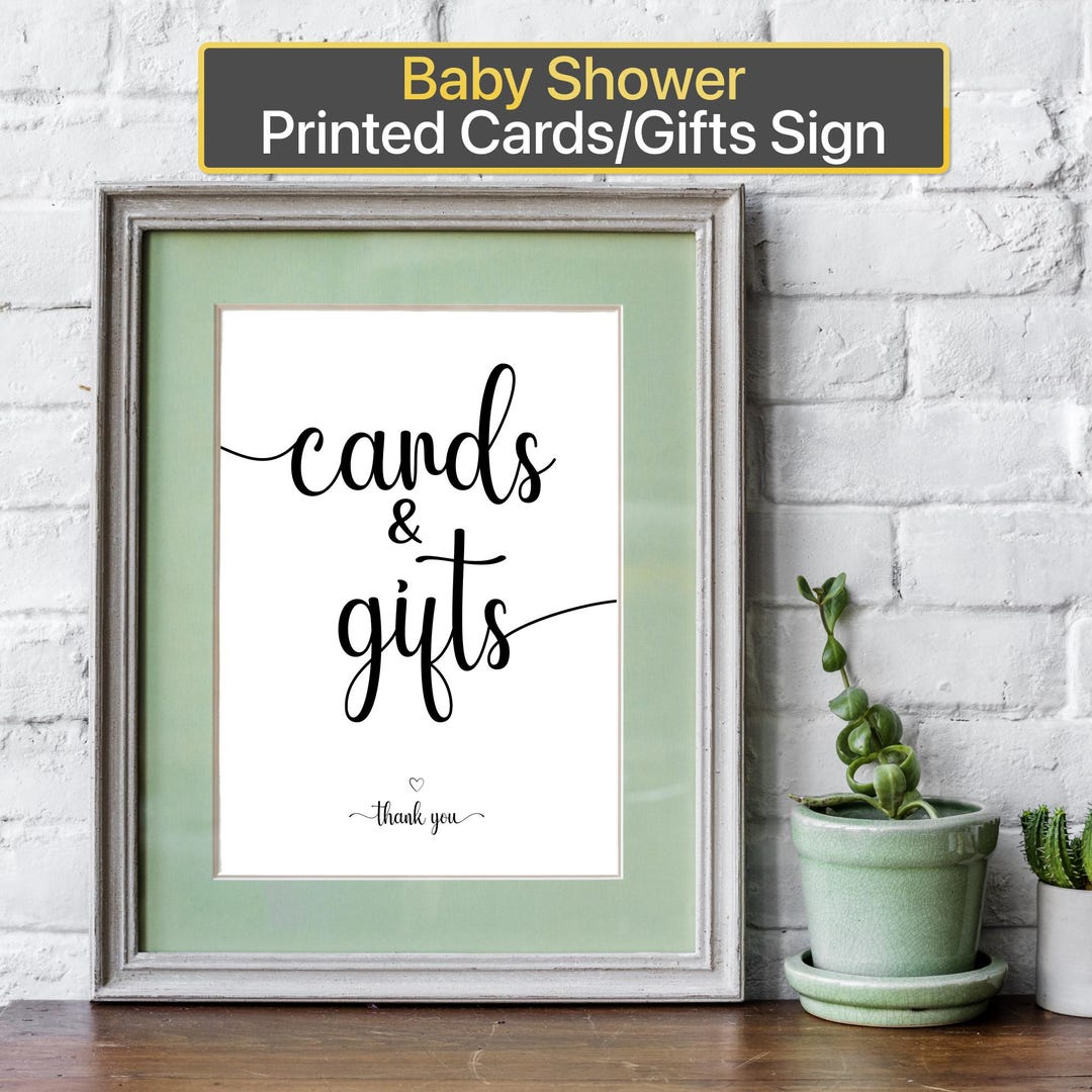 Printed Baby Shower Gift Sign Printed Cards and Gifts Sign Wedding Baby ...