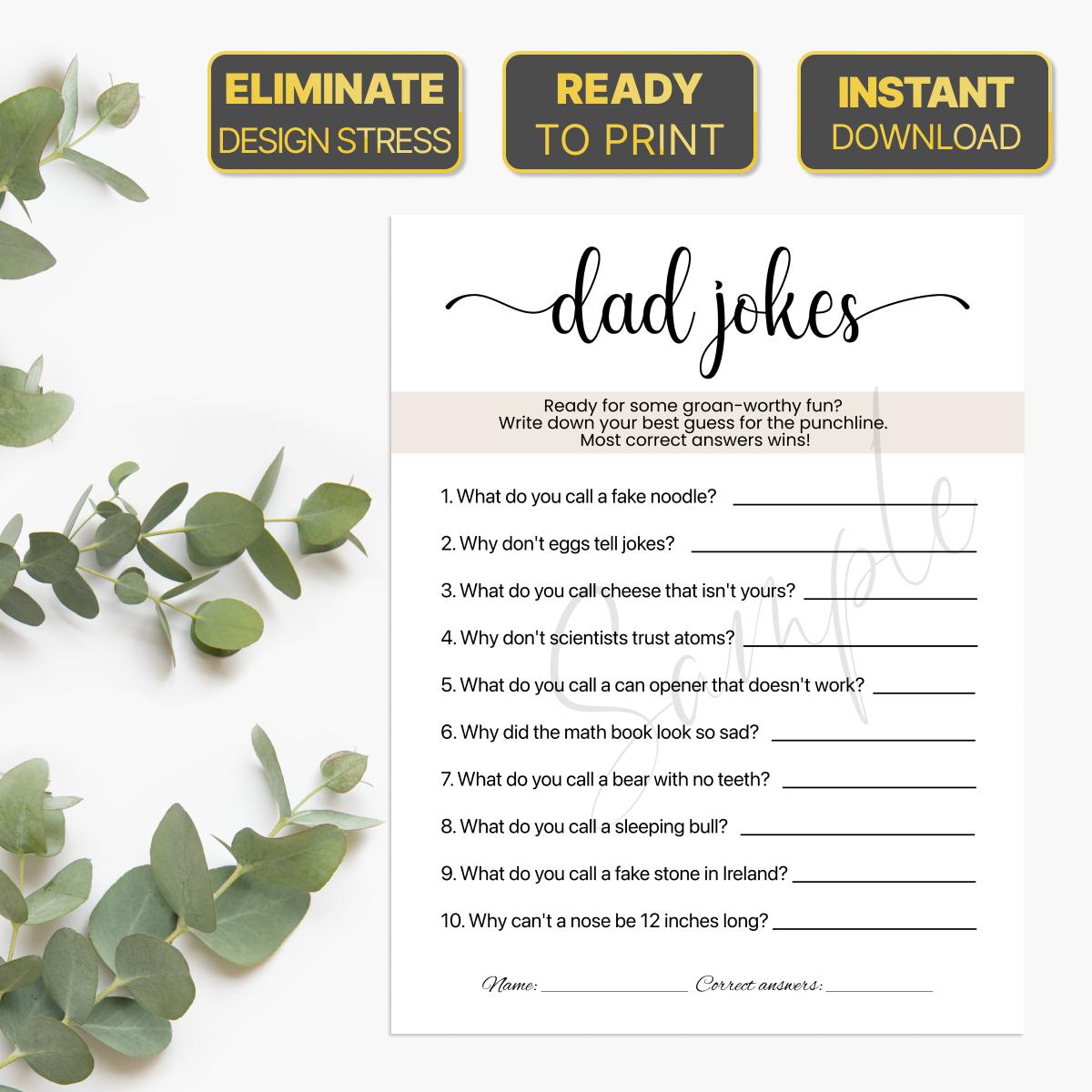Printable Baby Shower Dad Jokes Game Baby Shower Game Dad Jokes Baby ...