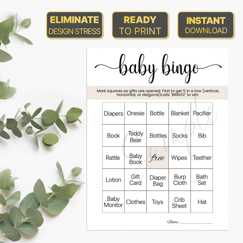 Printable Baby Shower Bingo Baby Shower Bingo Cards Printable Baby ...