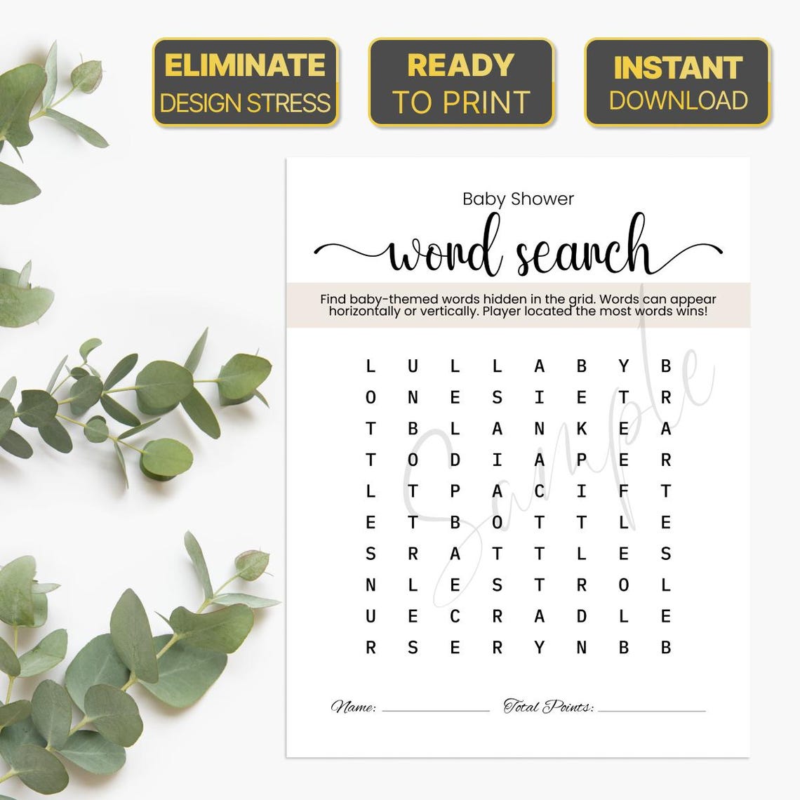Printable Baby Shower Word Search Game Baby Shower Game Word Search ...
