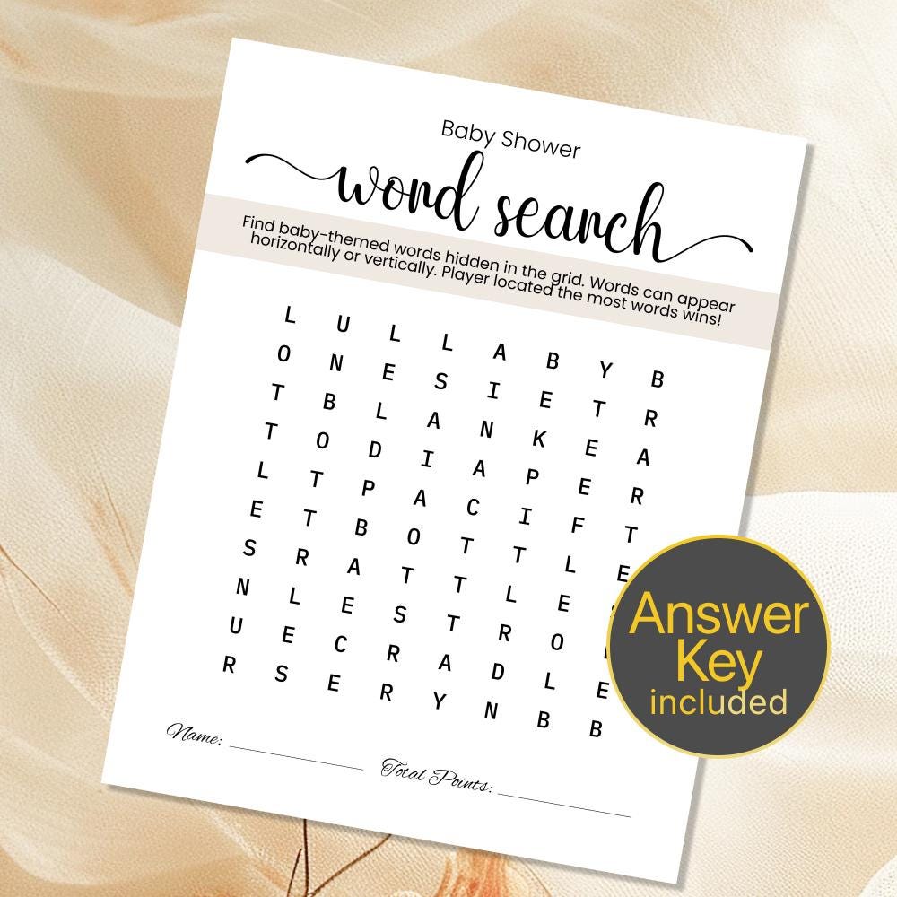 Printable Baby Shower Word Search Game Baby Shower Game Word Search ...