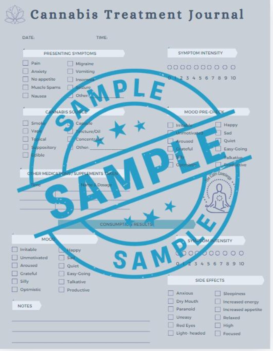 The Calm Concierge Cannabis Worksheet - Mindful Cannabis Exploration - Etsy