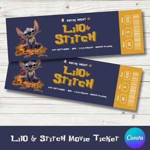 Editable Lilo and Stitch Movie Ticket, Surprise Movie Tickets, 2025 ...