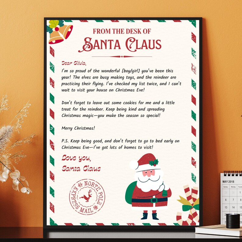 Personalized Letter From Santa | the Desk of Santa | Printable Instant ...