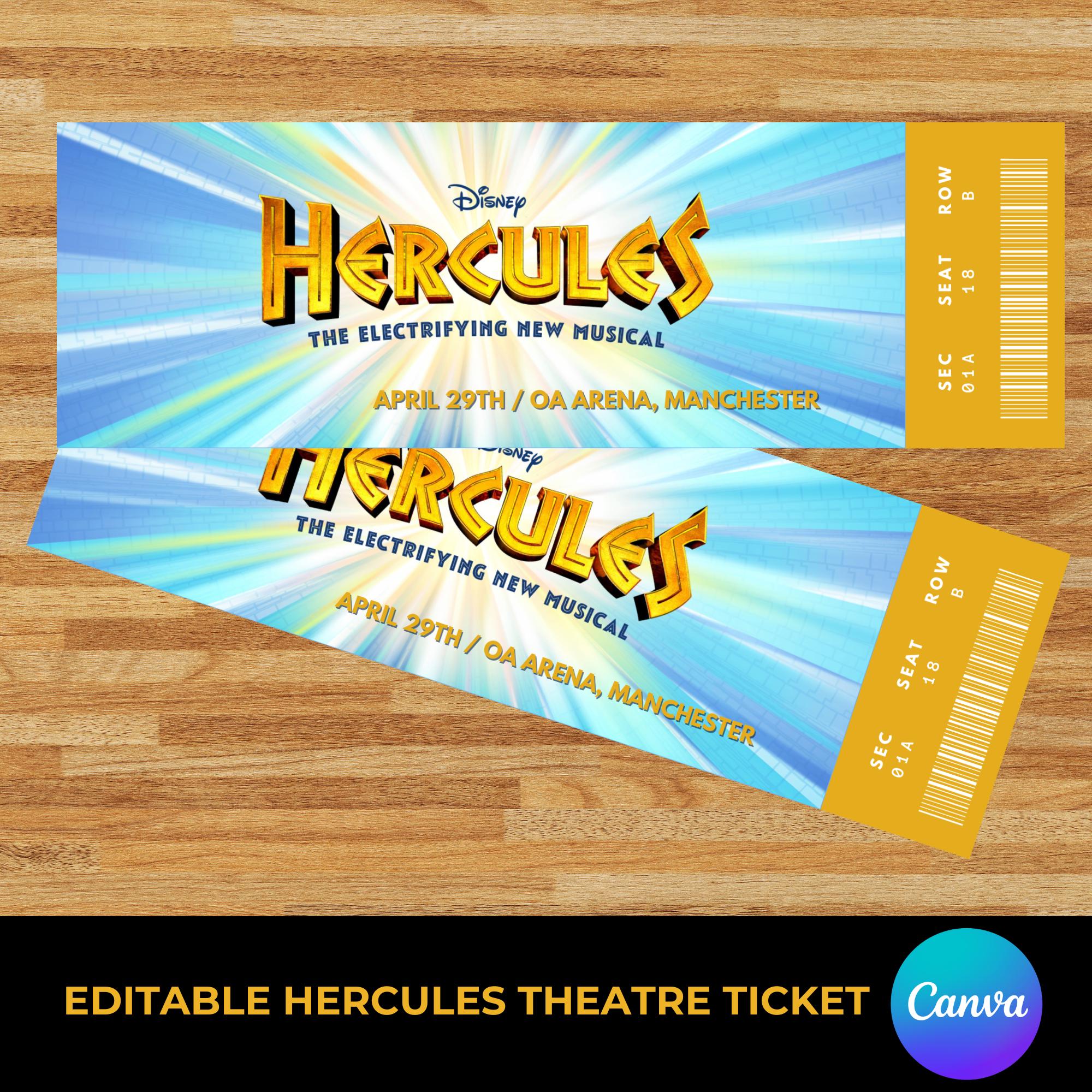 Personalized Hercules Musical Theatre Ticket – Printable Souvenir Gift ...