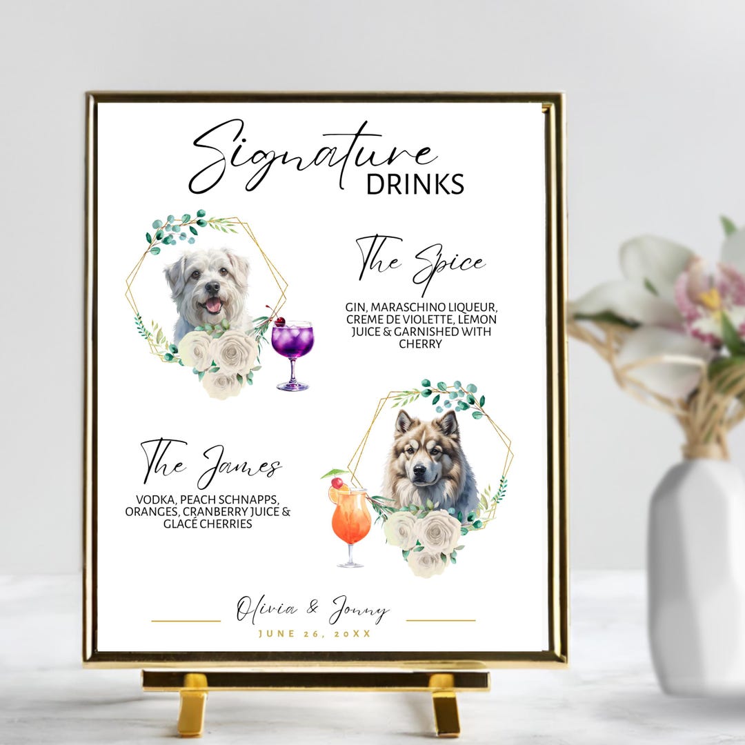 Pet Signature Drink Sign, Custom Dog Signature Drink Sign, Cat ...