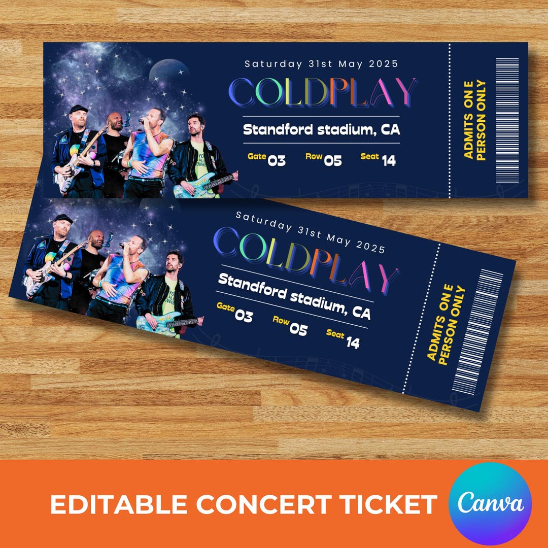 Personalised Coldplay Ticket Music of the Spheres World Tour Ticket ...