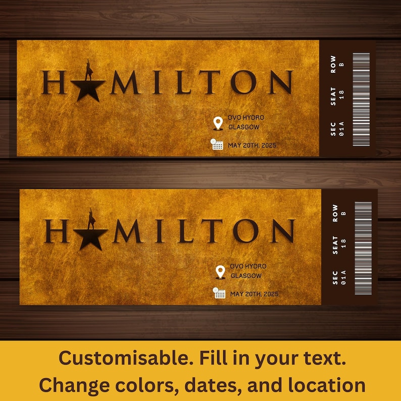 Personalized Hamilton Broadway Theatre Ticket – Printable Souvenir Gift ...