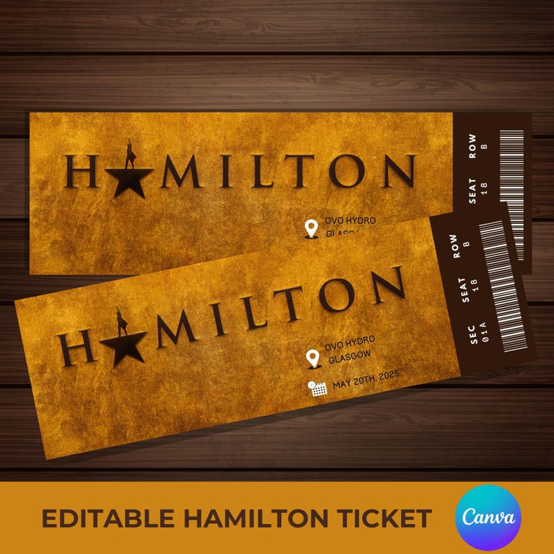 Personalized Hamilton Broadway Theatre Ticket – Printable Souvenir Gift ...
