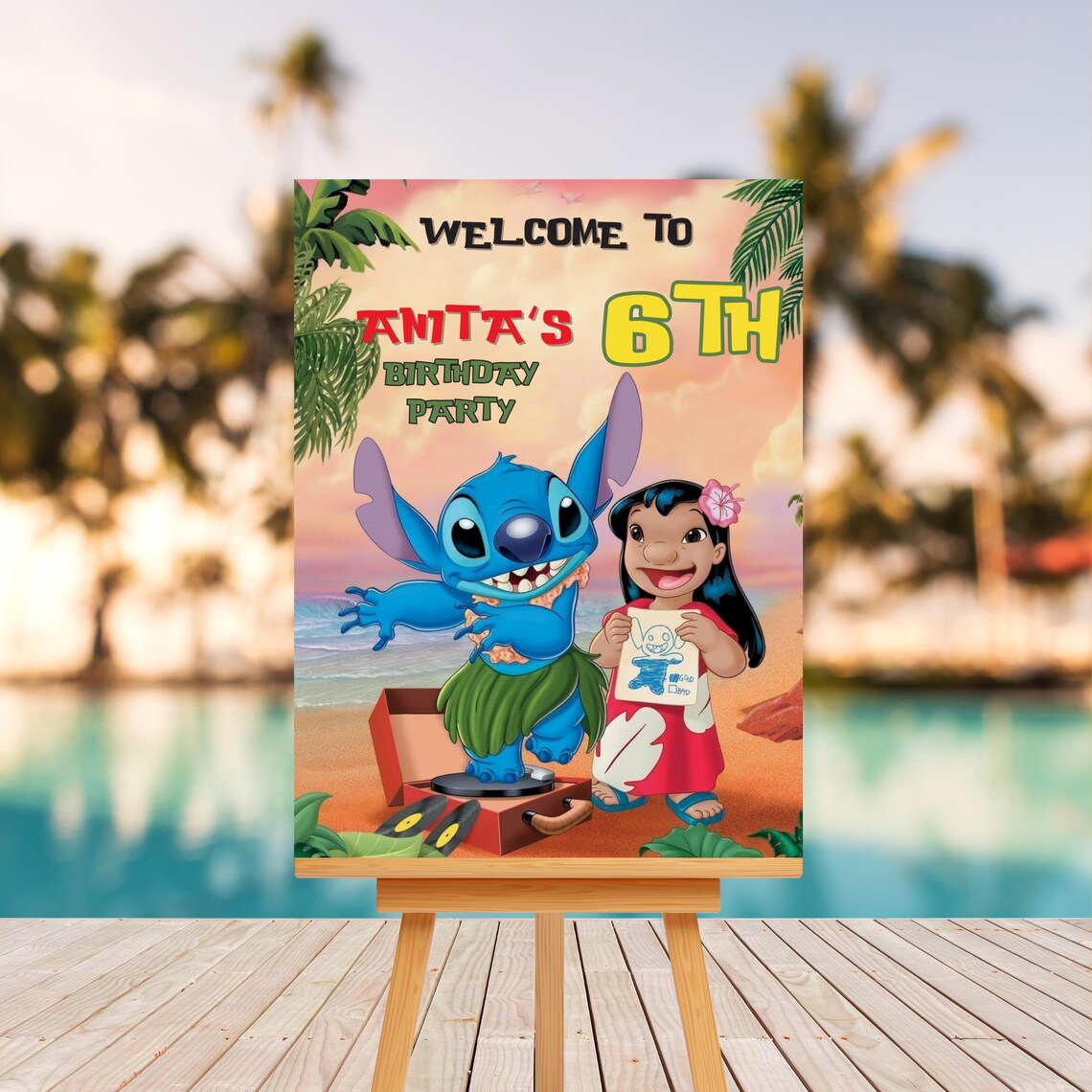 Editable Lilo and Stitch Welcome Sign, Stitch Birthday Party Welcome ...