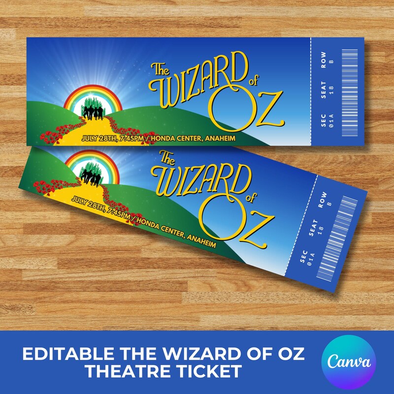 Tickets for Wizard of Oz - Etsy