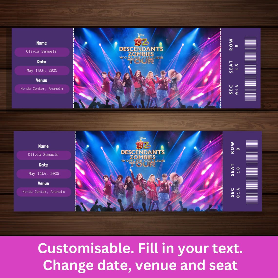 Editable Descendants Zombies Worlds Collide Tour Concert Ticket ...